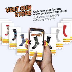 HOT FEET Thermal Socks For Women - Warm & Thick Insulated Crew Socks for Cold Winter Weather, Cute Colorful Womens Warm Socks. Black/Gray Heather