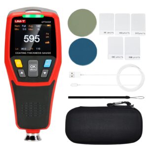 uni-t coating thickness gauge ut343d, automotive coating paint thickness tester, car painting depth gauge for used car buyer, resolution 0.1um, f/nf automatic detection, um/mil, auto off