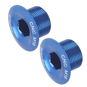 2Pcs Bicycle Crank Arm Bolts,18mm Aluminum Alloy Bicycle Cranket Crank Fixing Bolt Chainwheel Screws(M18 blue)