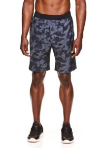 gaiam men's yoga shorts - athletic gym running and workout shorts with pockets - karma ebony camo, medium