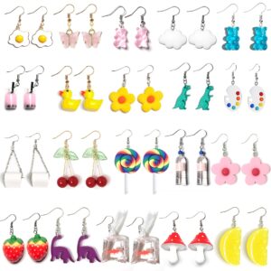 20 pairs weird earrings funny earrings aesthetic indie y2k accessories cool fun cute funky alt novelty kawaii quirky dangly creative object crazy drop dangle earrings for women