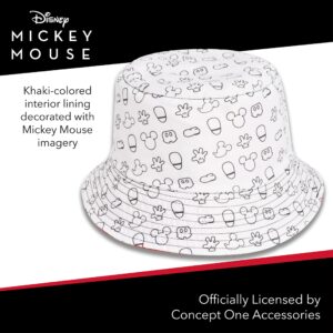 Disney Mickey Mouse Reversible Patterned Bucket Hat, Packable Travel Hat, Red, One Size