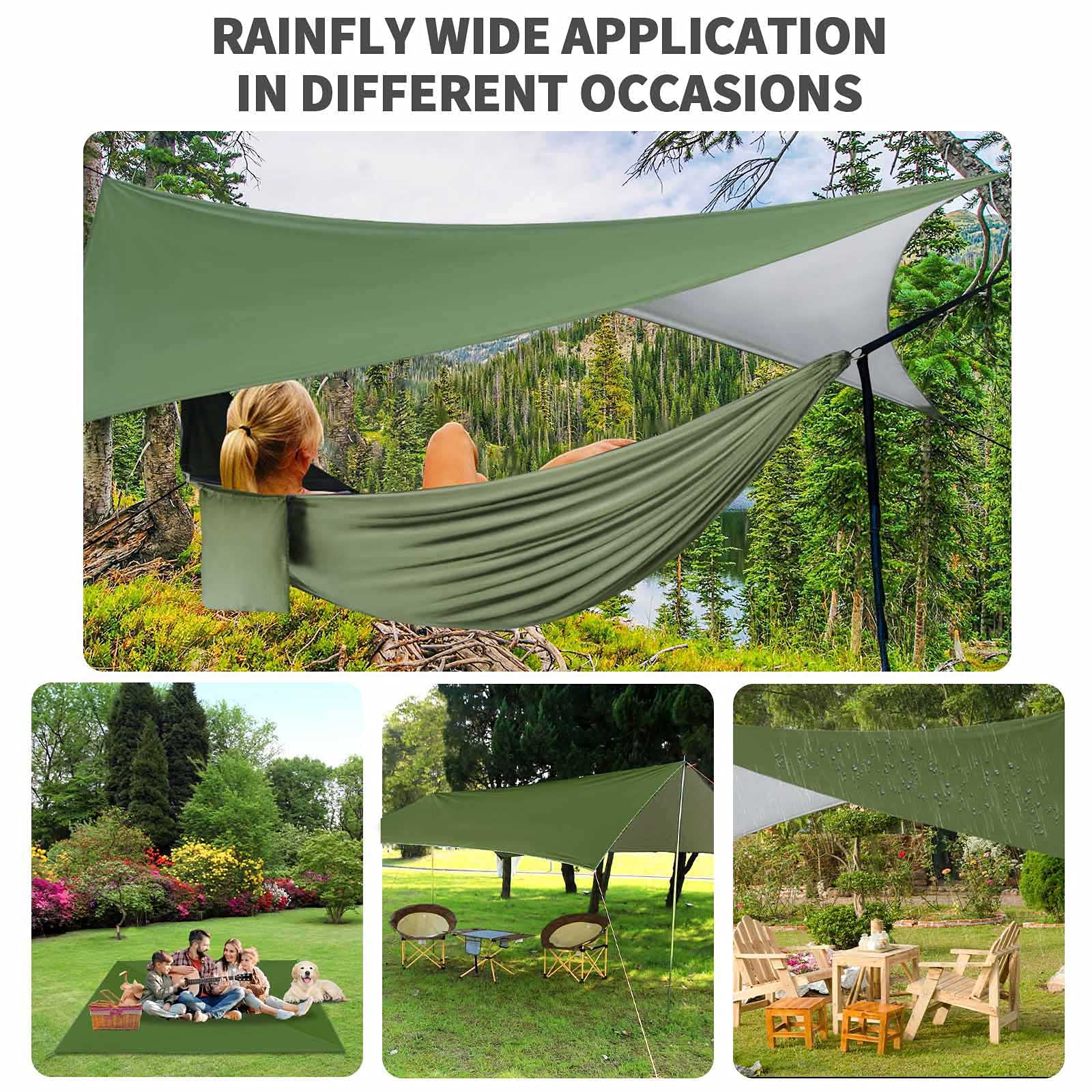 gymolo Camping Hammock - Hammocks with Mosquito Net Tent and Rain Fly Tarp, Portable Single & Double Nylon Parachute Hammock with Heavy Duty Tree Strap, Indoor Outdoor Backpacking Survival Travel