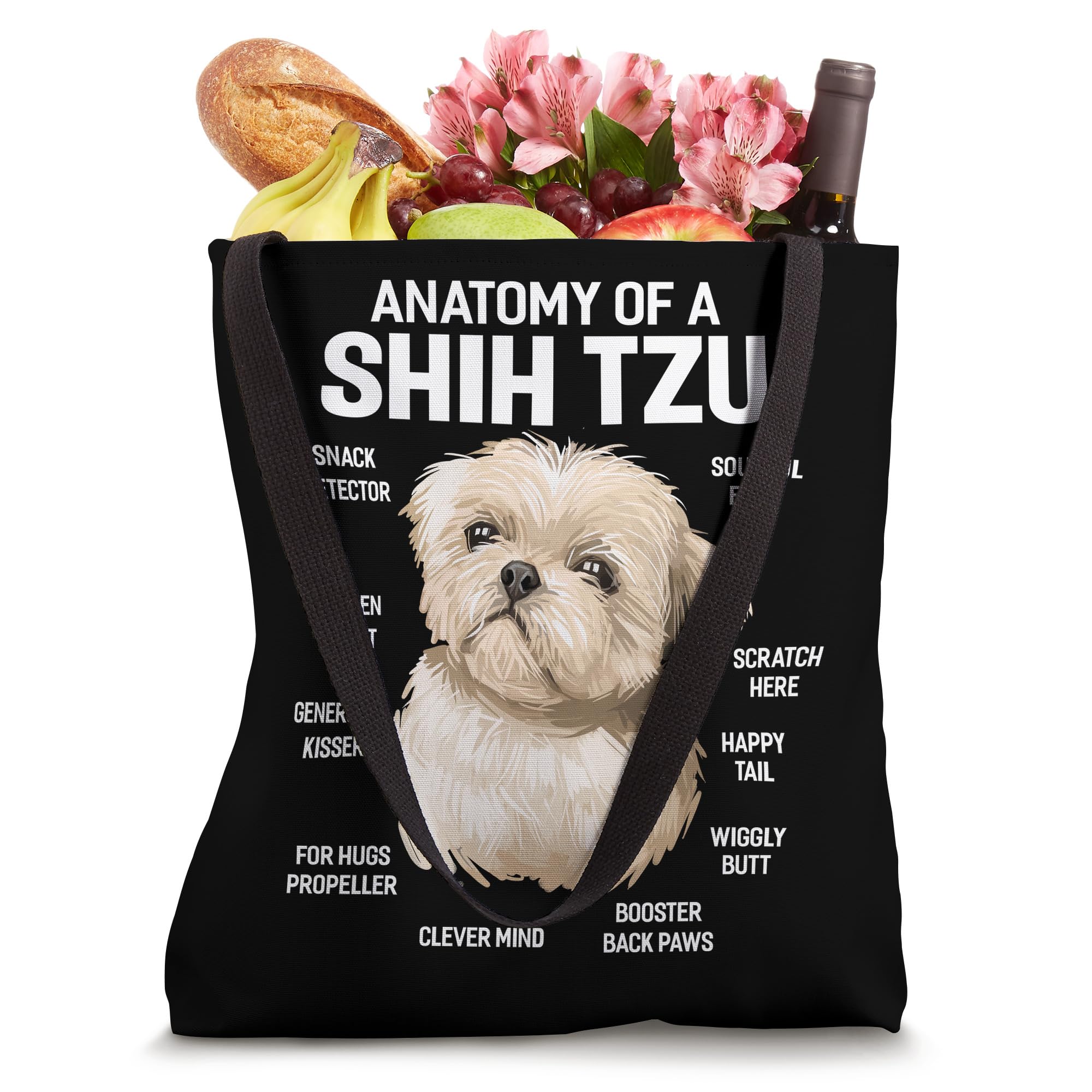 Shih Tzu Dog Anatomy Funny Dog Breed Design Tote Bag