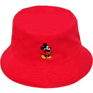 disney mickey mouse reversible patterned bucket hat, packable travel hat, red, one size