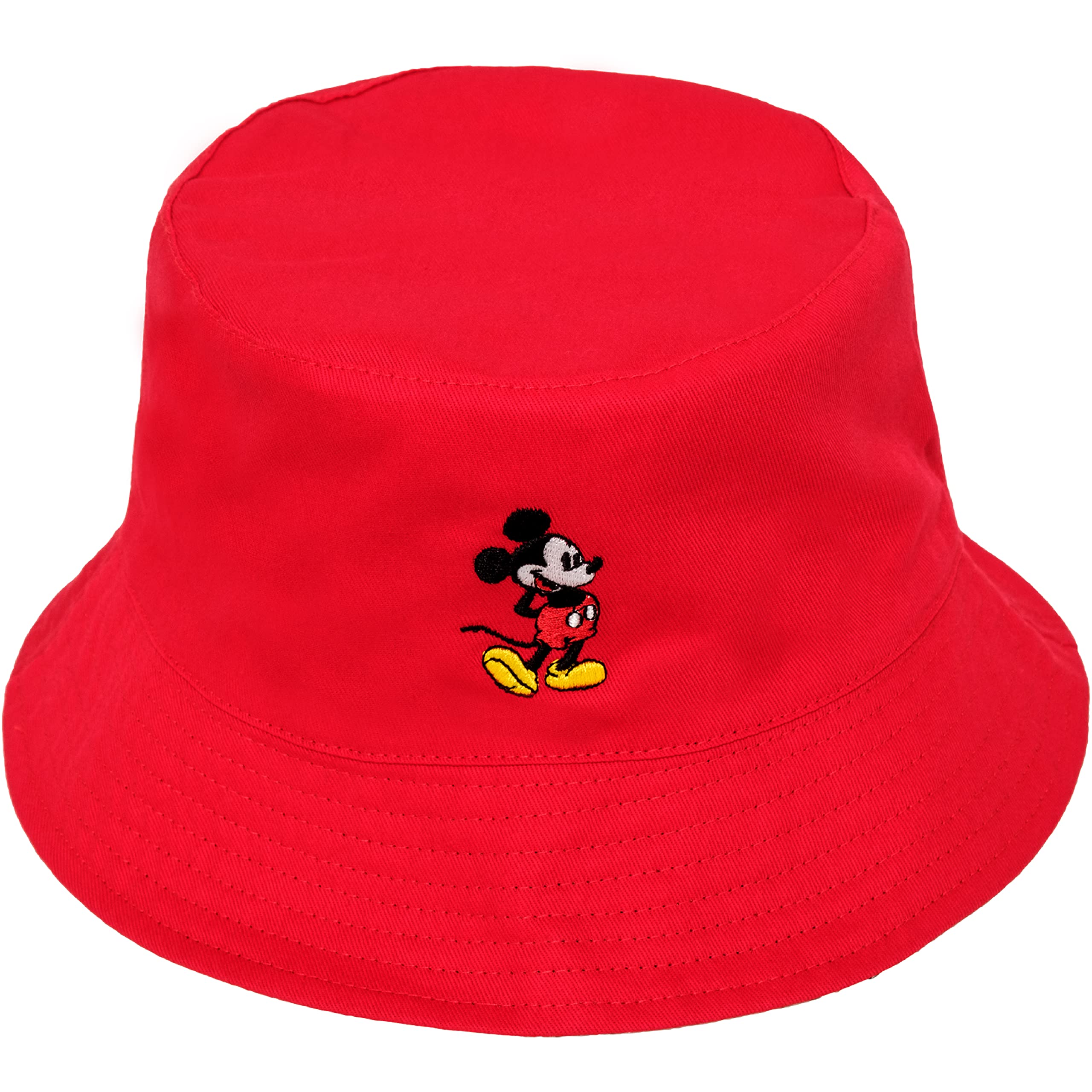 Disney Mickey Mouse Reversible Patterned Bucket Hat, Packable Travel Hat, Red, One Size