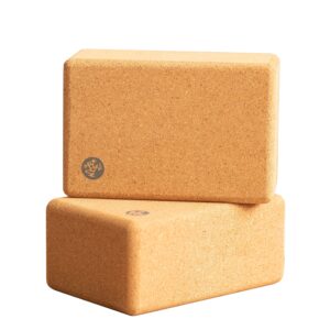 Manduka Yoga Cork Block - Yoga Prop and Accessory, Good for Travel, Comfortable Edges, Lightweight, Extra Firm Cork, 4" x 6" x 9" (10 x 15 x 22.5 cm) (Pack of 2)