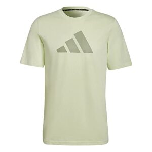 adidas men's future icon three bar tee, almost lime, medium