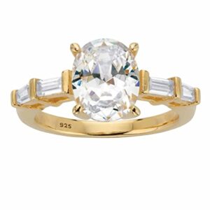 palmbeach jewelry yellow gold-plated sterling silver oval cut cubic zirconia engagement ring sizes 6-10 size 6