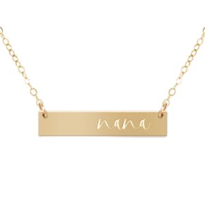 zen & zuri nana gold filled bar necklace, gift for grandma, from your grandson, granddaughter, mother's day, personalized