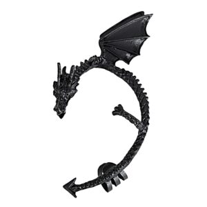 gothic punk temptation metal dragon bite ear cuff clip earring retro animal non-piercing wrap clip earring fashion jewelry for women gift 1pc (black)