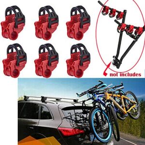 6pcs/Set Car Bicycle Stand SUV Vehicle Trunk Mount Bike Rack Hitch Stand Storage Carrier Spare Hooks with Racks Rubber Strap Red&Black