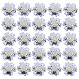 hyuduo 1w 5v led chip bulb, light beads 200lm brightness high bead light source chip with aluminum plate for floodlight, pack of 25(pure white 60006500k)