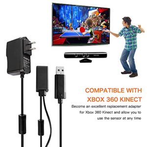 Kinect Adapter for Xbox 360, USB to AC Power Supply PC Adapter Compatible with Mircosoft Xbox 360 Kinect Sensor System with Charging Cable Cord