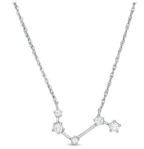 0.35 ct round d/vvs1 diamond aries constellation necklace w/18" chain 925 sterling silver