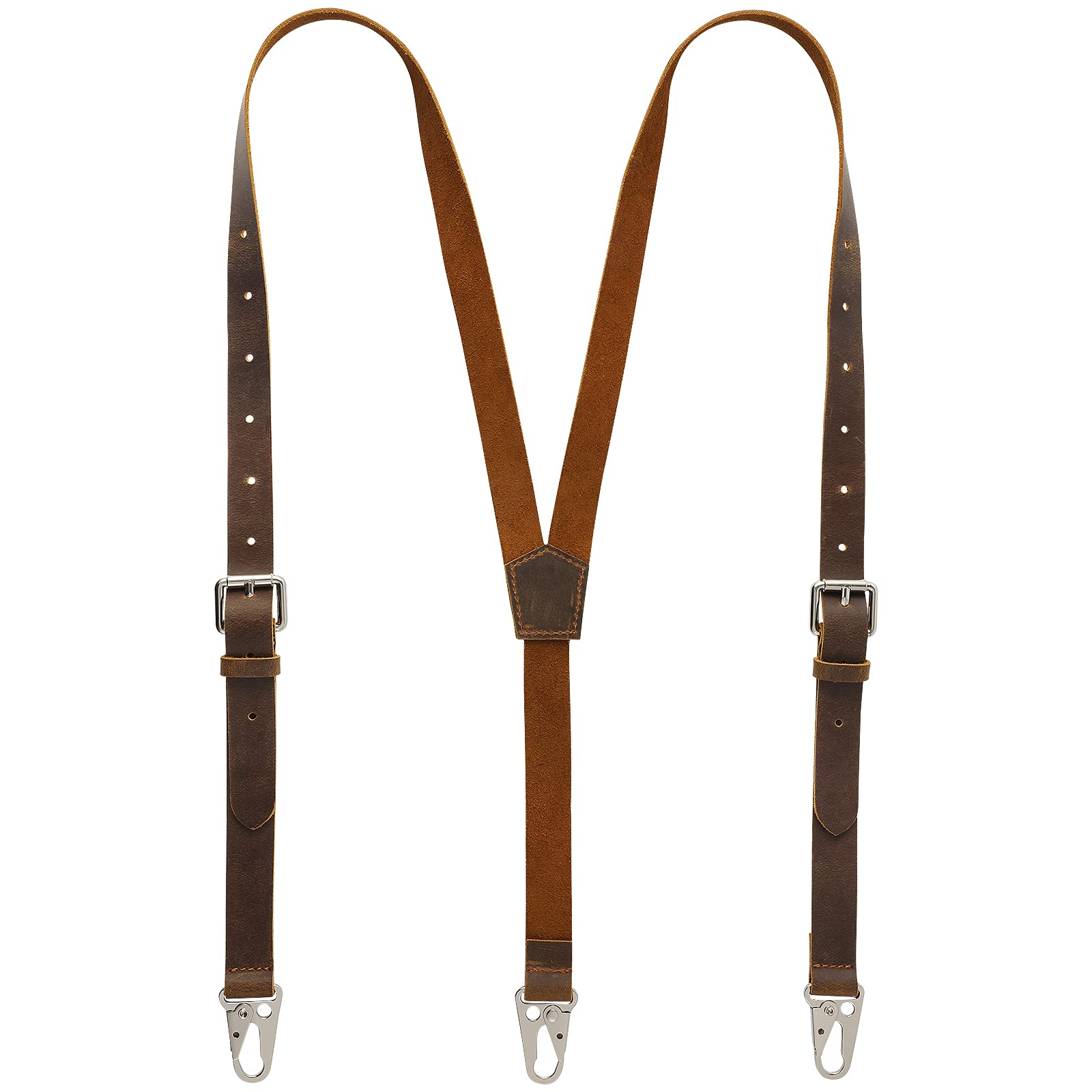 Ringsun Genuine [Leather] [Suspender]s for Men, Y Design, Adjustable, Wedding & Party Essentials, Dark Brown