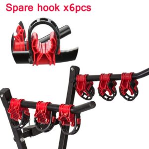 6pcs/Set Car Bicycle Stand SUV Vehicle Trunk Mount Bike Rack Hitch Stand Storage Carrier Spare Hooks with Racks Rubber Strap Red&Black