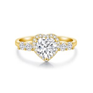 bebewo 1.4 carat (ctw) heart-cut moissanite halo engagement rings for women, customizable 10k gold, 14k gold, 18k gold (yellow gold, customize)