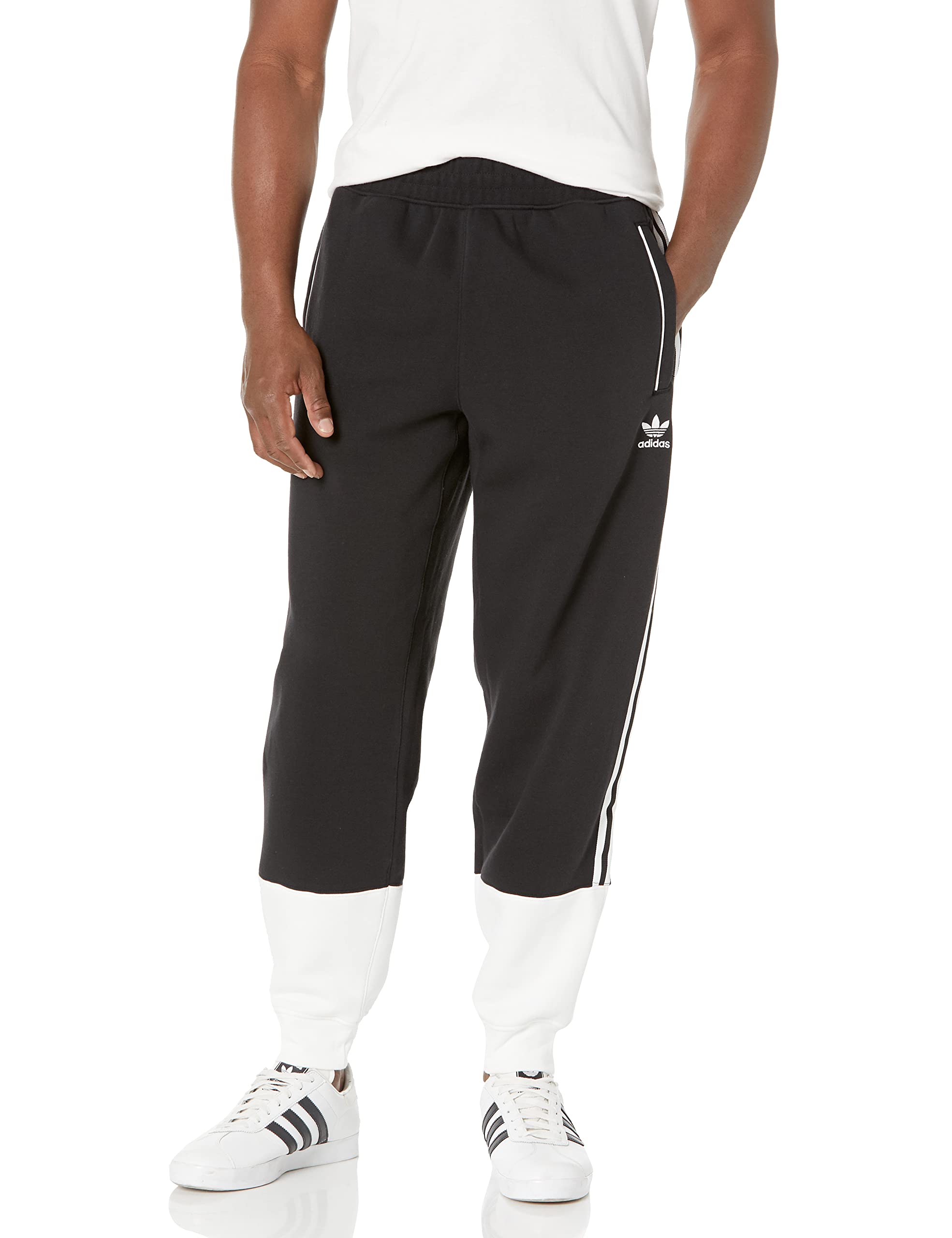 adidas Originals Men's Fleece Superstar Track Pants, Black/White, Large