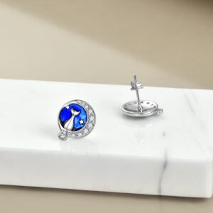 925 Sterling Silver Stud Earrings Hypoallergenic Earrings for Sensitive Ears Cats Gift for Women