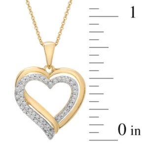 Timeless Love 1/10 CTTW Diamond Heart Shaped Pendant Set in Sterling Silver with Gold Plating, Necklace with 18" Chain, Dainty Jewelry for Women, Luxury Fashion Pendant Necklaces for Women or Girls…