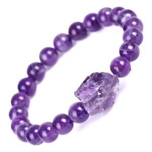 qvvwopq 8mm amethyst crystal tiger eye stretch bracelet with irregular stone 7.48 in healing gemstone charm bracelets chakra energy charm handmade bracelets for men womens