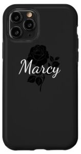 iphone 11 pro marcy - custom black rose phone cover gray personalized case