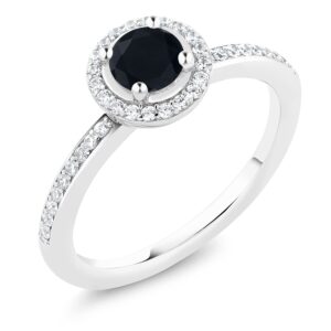 gem stone king 925 sterling silver black onyx ring for women (0.67 cttw, gemstone birthstone, available in size 5, 6, 7, 8, 9)