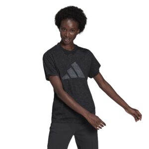 adidas women's plus size winners 3.0 tee, black melange, 2x