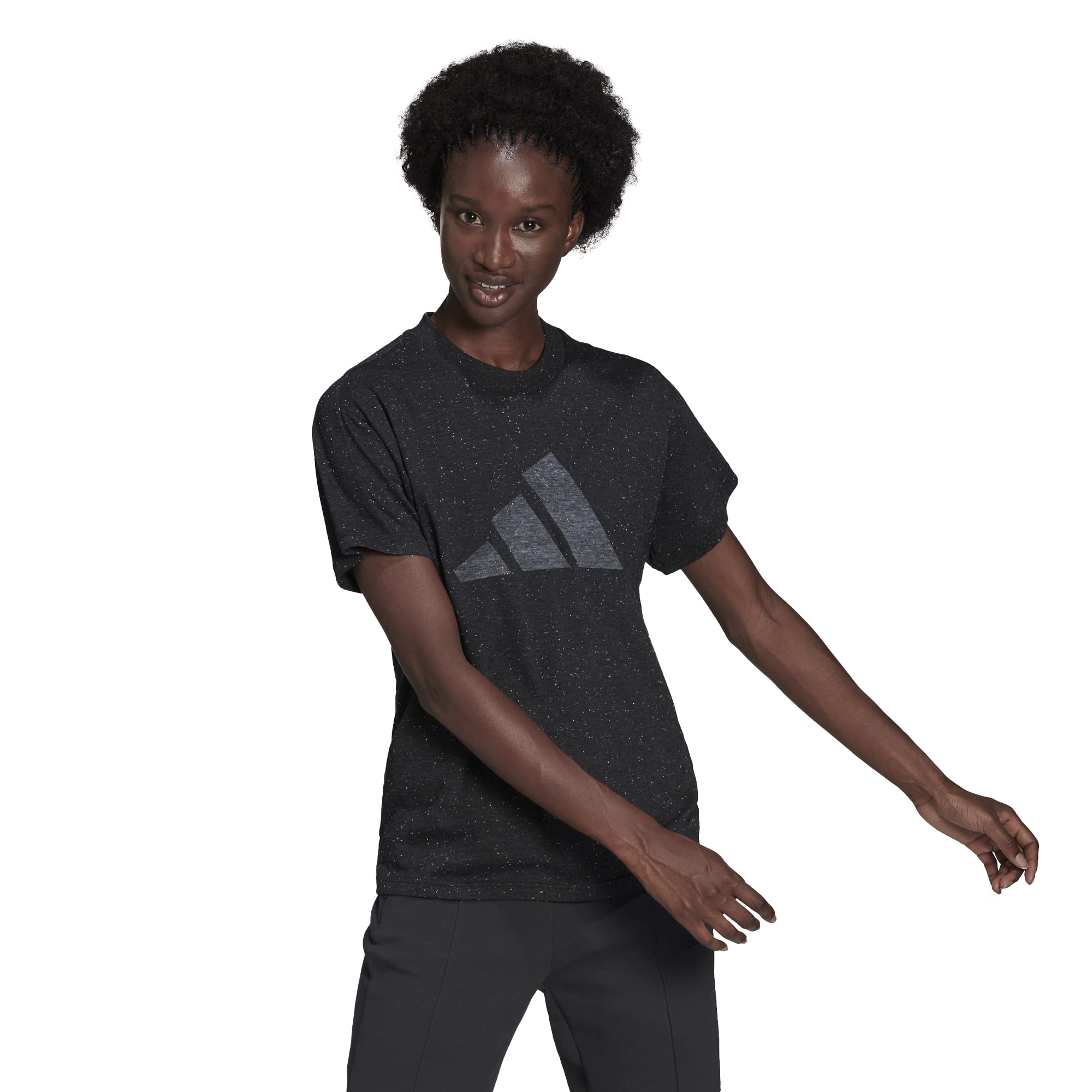 adidas Women's Plus Size Winners 3.0 Tee, Black Melange, 2X