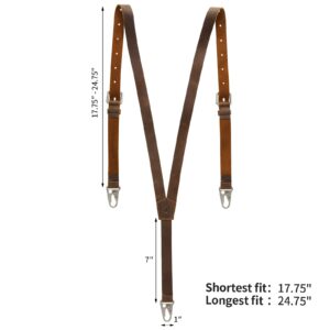 Ringsun Genuine [Leather] [Suspender]s for Men, Y Design, Adjustable, Wedding & Party Essentials, Dark Brown