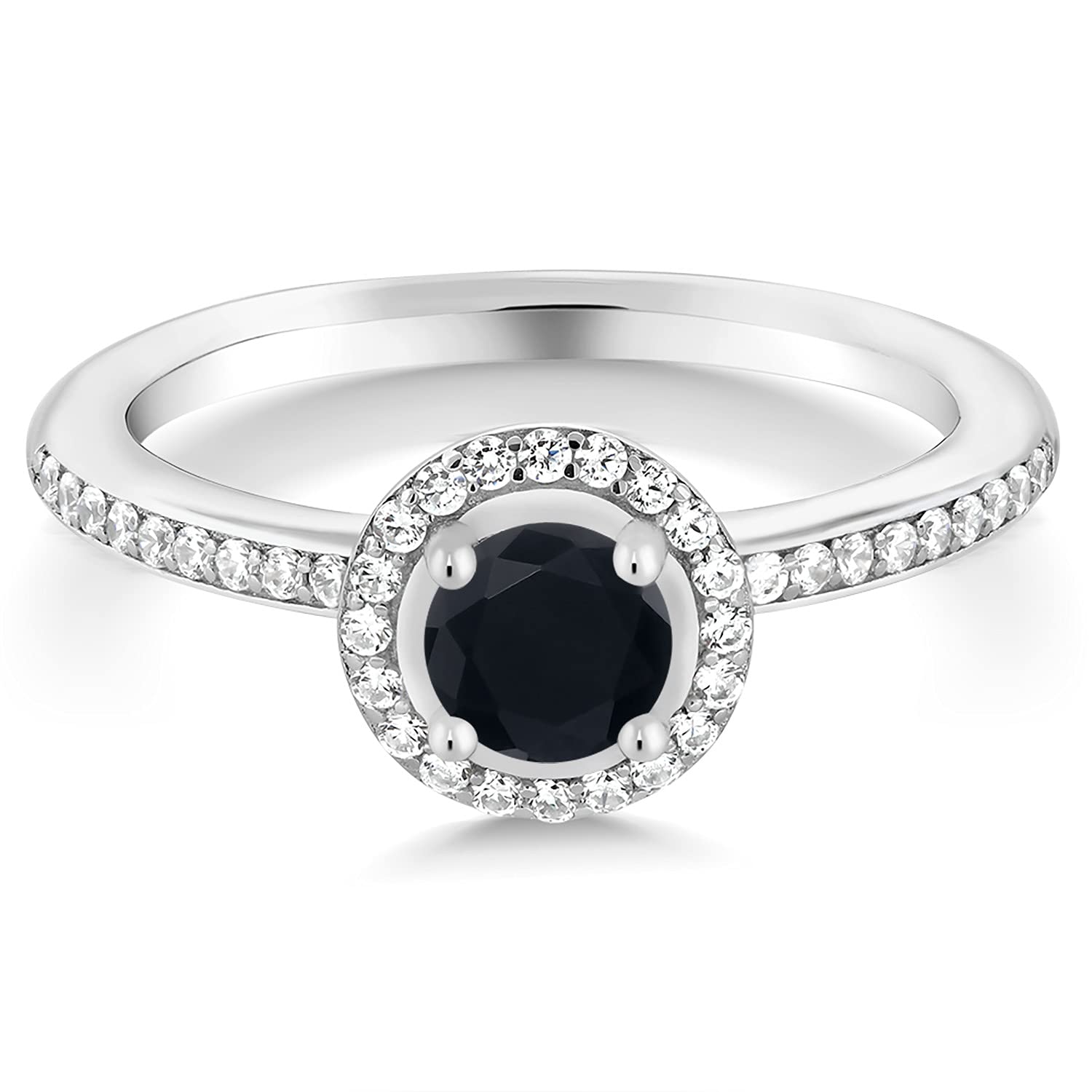 Gem Stone King 925 Sterling Silver Black Onyx Ring For Women (0.67 Cttw, Gemstone Birthstone, Available in size 5, 6, 7, 8, 9)