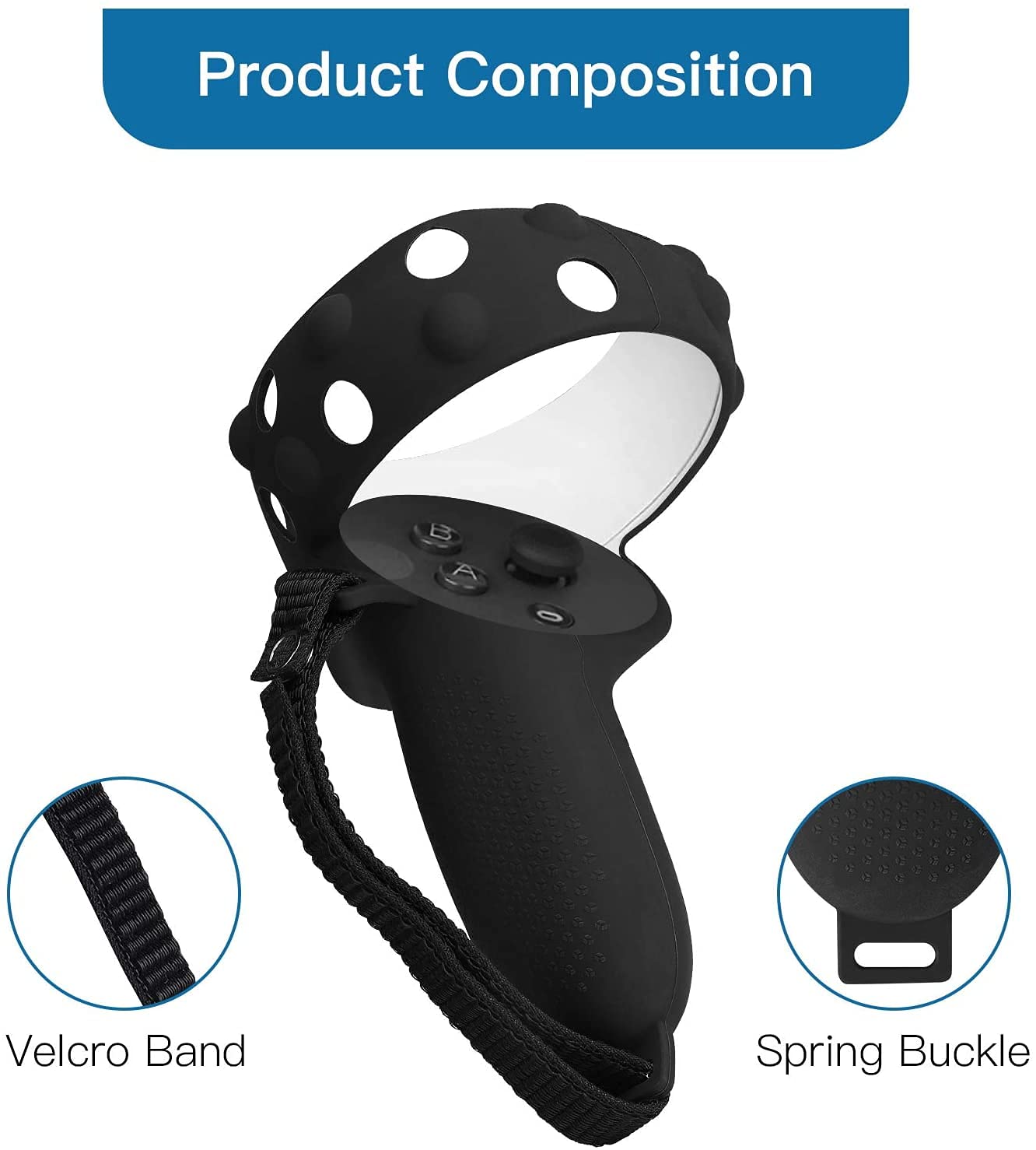 CHENGNAN Full Grip Cover Compatible for Oculus Quest 2 Touch Controller Handle Knuckle Silicone Straps Protective Sleeve Anti-Throw