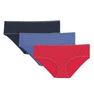 Champion Women's Microfiber Hipster, 3-Pairs, Deep Forte Blue/Red Persuasion/Athletic Navy, X-Large