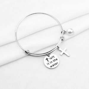 Left it in the Water Adult Baptism Gift Christian Religious Bracelet Jewelry Confirmation Gift(Bracelet) Silver