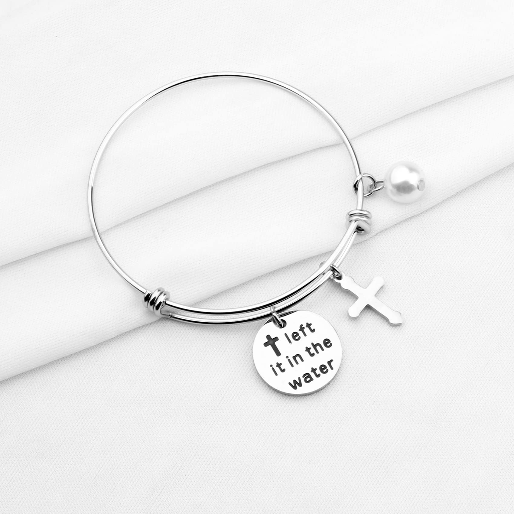 Left it in the Water Adult Baptism Gift Christian Religious Bracelet Jewelry Confirmation Gift(Bracelet) Silver