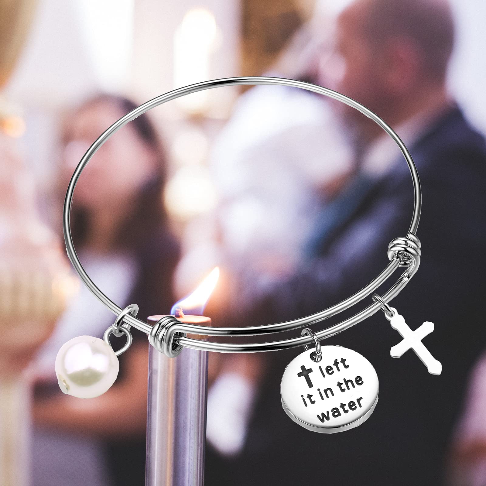 Left it in the Water Adult Baptism Gift Christian Religious Bracelet Jewelry Confirmation Gift(Bracelet) Silver