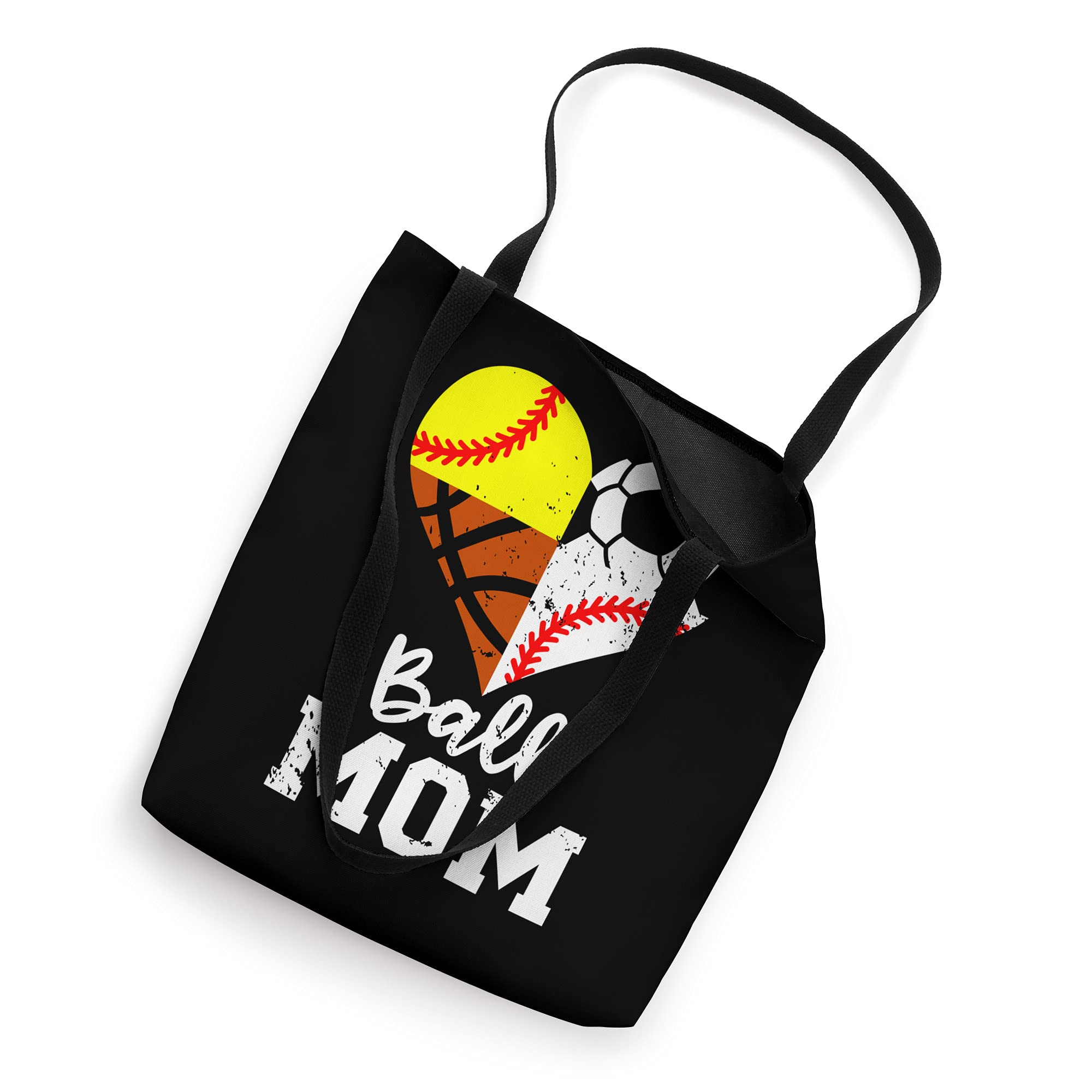 Ball Mom Funny Soccer Baseball Softball Basketball Heart Tote Bag