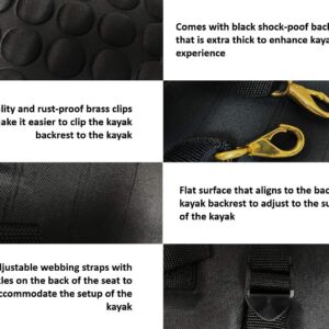 Pactrade Marine Adjustable Straps Black Padded Kayak Back Canoe Backrest Support Comfy Cushion Sit On Top Fishing Brass Clips Canoeing Kayaking Rafting Rest Pad Antiskid (2)