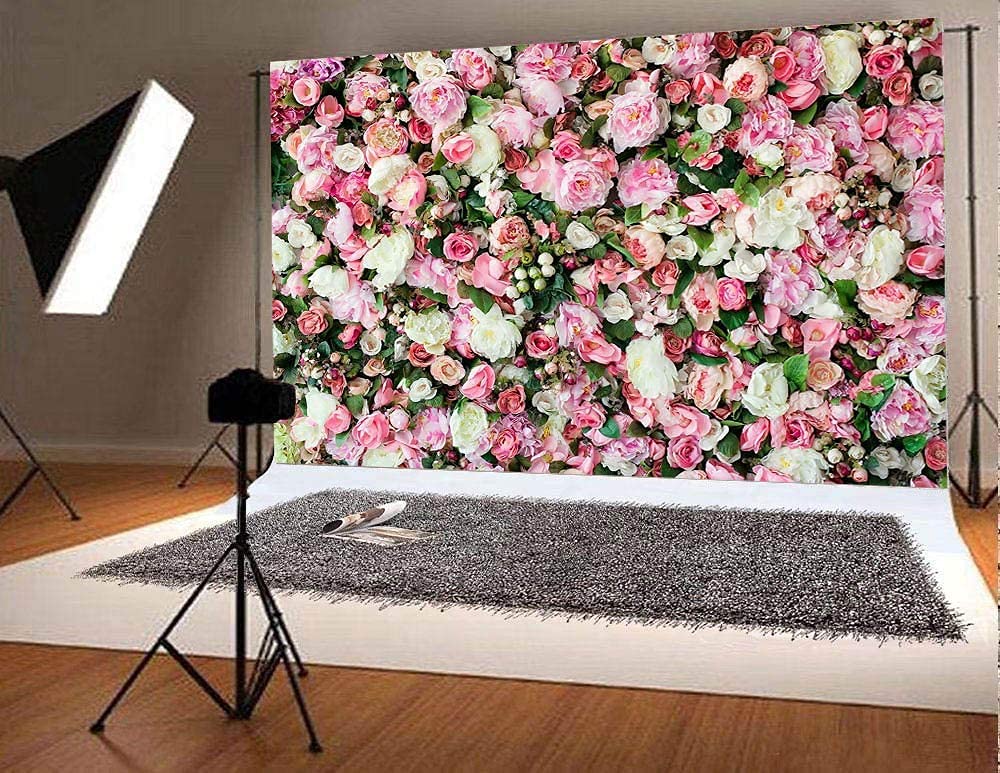 Art Studio 9x6FT Flower Photo Background Pink Rose Photography Backdrop for Pictures Newborn Bridal Shower Birthday Party Banner Decor Supplies Vinyl Photo Studio Props