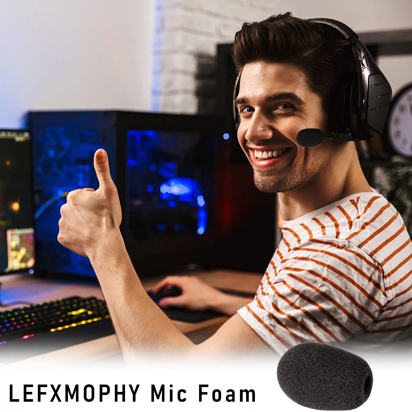 LEFXMOPHY G633 Foam Pop Filter Replacement for Logitech G933 G433 G533 G633 G733 / Razer Tetra Streaming/Kraken Gaming Headset Microphone Windscreen Mic Cover, 3-Pack