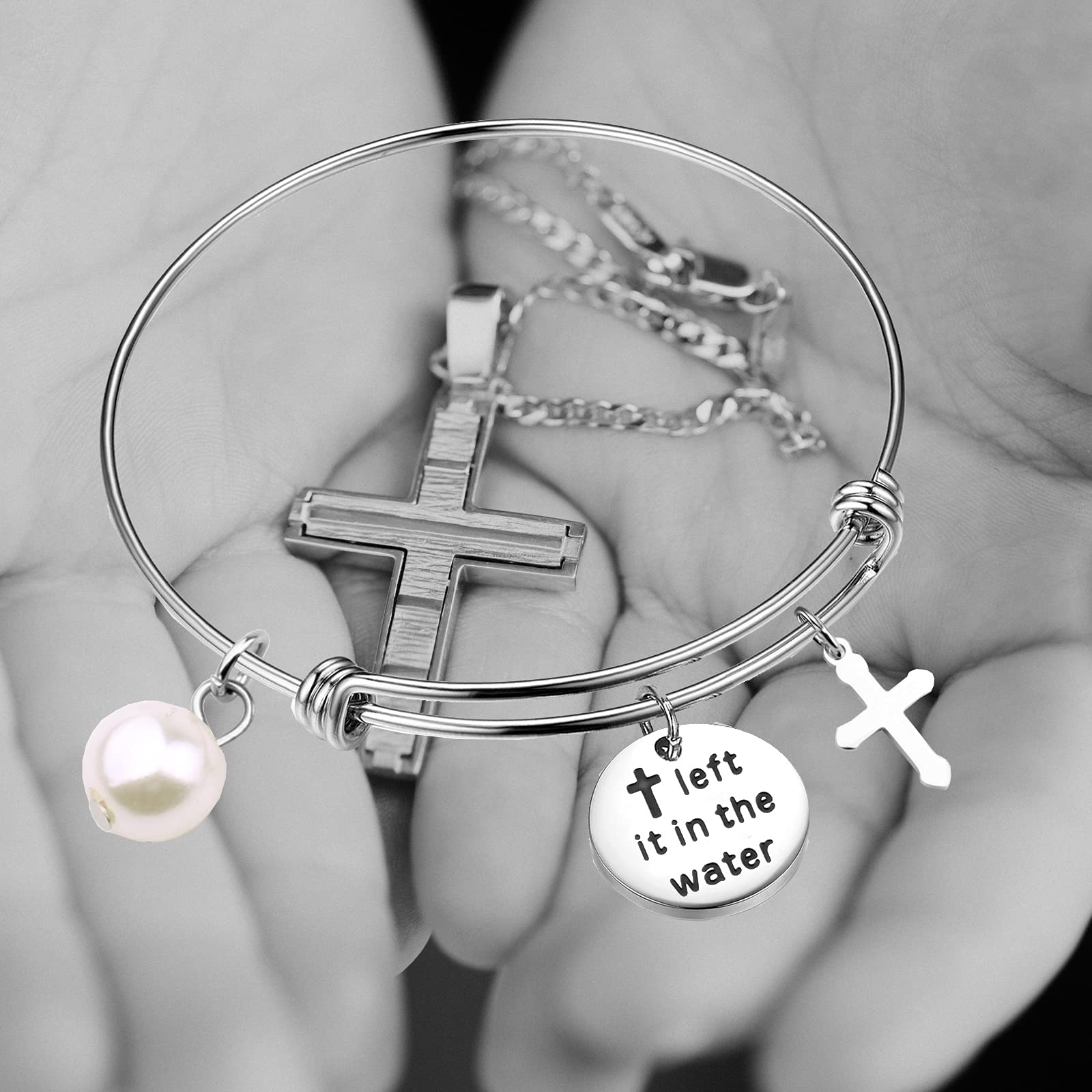 Left it in the Water Adult Baptism Gift Christian Religious Bracelet Jewelry Confirmation Gift(Bracelet) Silver