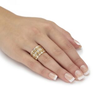 PalmBeach Yellow Gold-plated Genuine Diamond Accent Scalloped Ring Sizes 6-10 Size 6