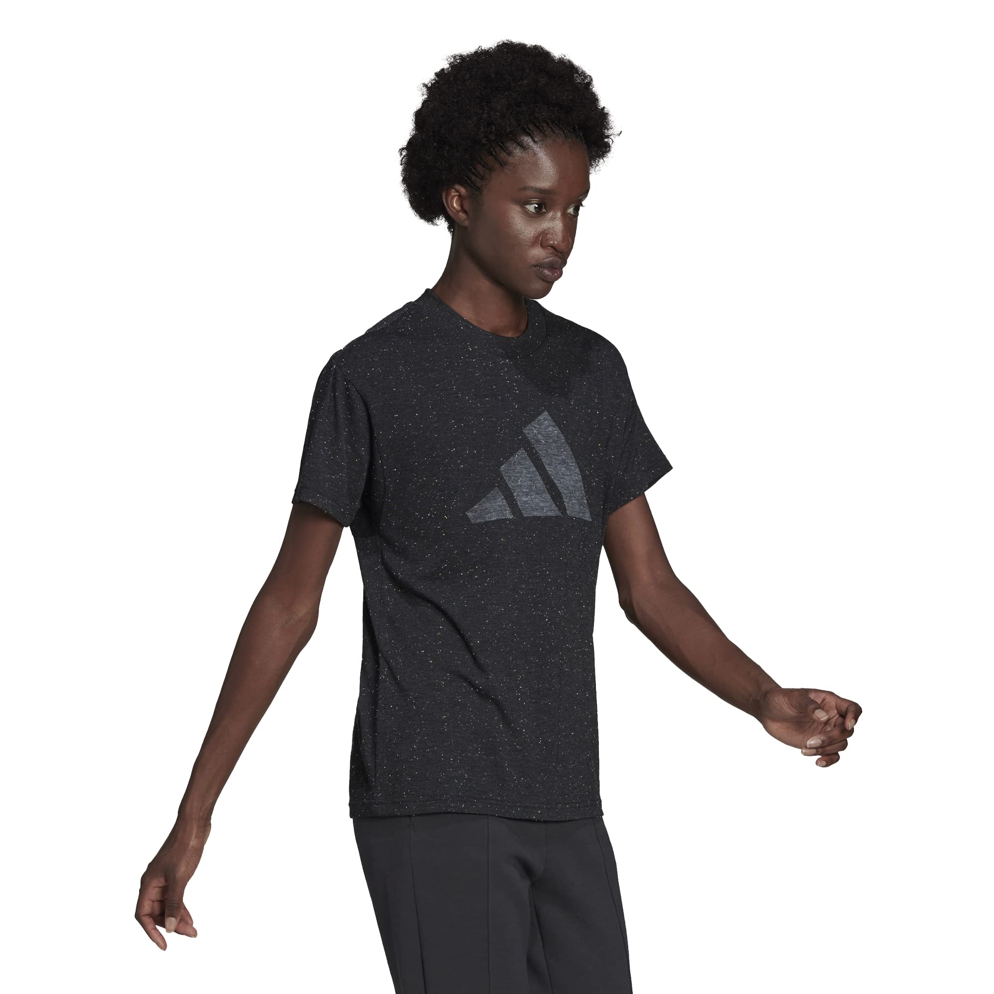 adidas Women's Plus Size Winners 3.0 Tee, Black Melange, 2X