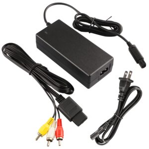 xahpower ac power supply for gamecube, ac power adapter cord and av cable for nintendo gamecube console ngc