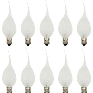 Creative Hobbies Silicone LED Night Light Bulbs, C7 Replacement Light Bulbs – 0.7W Equivalent to 4W 5W 6W 7W Incandescent, White Warm 2700K, Christmas String Lights, Electric Window Candles | 10 Pack