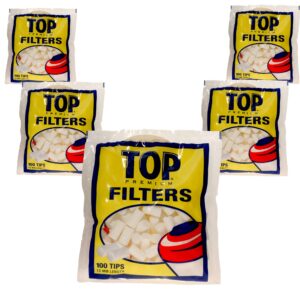 top king size 15mm filter tips 100 filters per bag - 5 count - 500 filters total