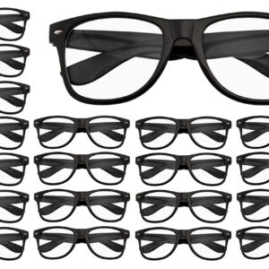 Art+Social 20 Black Nerd Glasses w/Clear Lenses - Non-Prescription, Unisex - Graduation Party, Back to School, Halloween, Cosplay, Fancy Dress or Everyday