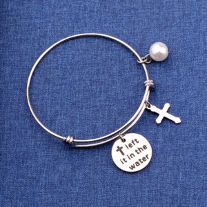 Left it in the Water Adult Baptism Gift Christian Religious Bracelet Jewelry Confirmation Gift(Bracelet) Silver