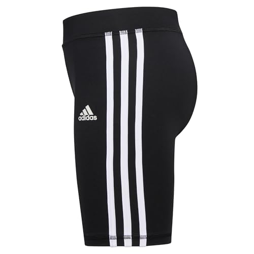 adidas Girls' Little Detached Waistband 3 Stripe Bike Short, Black, Small (7/8)